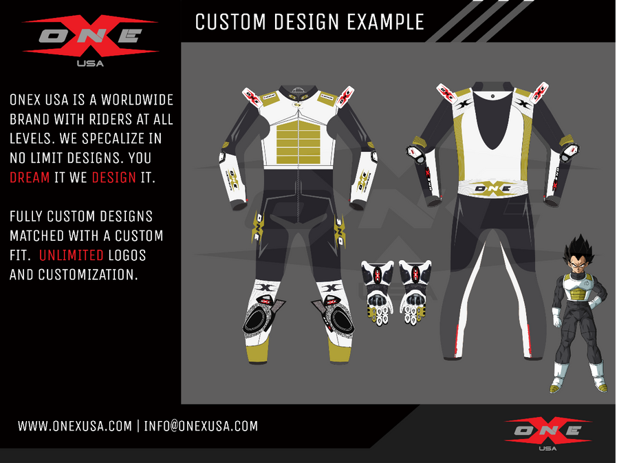 OneX USA Pro Race Custom Two-Piece Leather Suit & Custom Gloves
